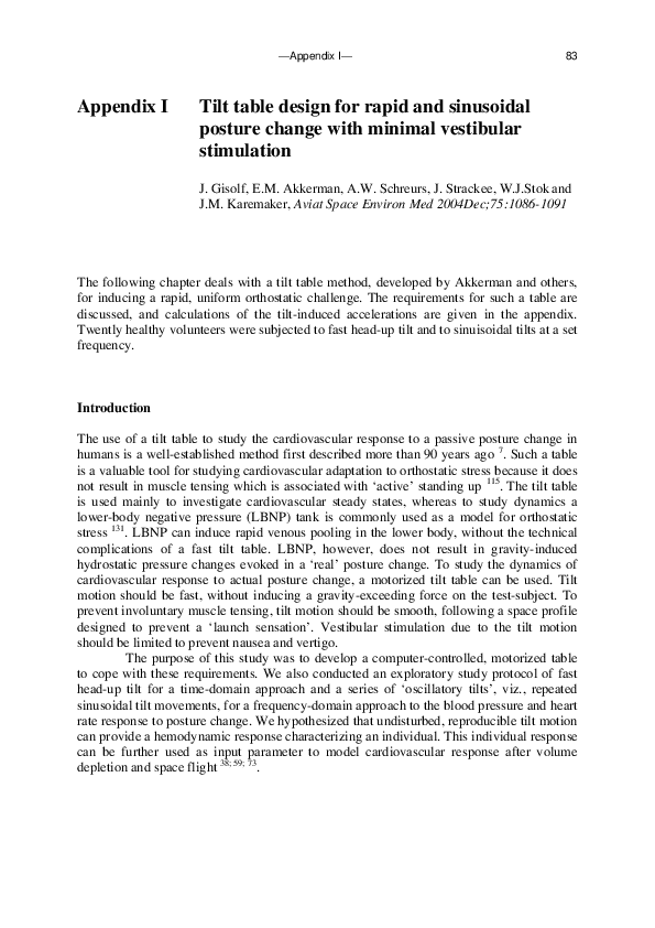 (PDF) Tilt table design for rapid and sinusoidal posture change with ...