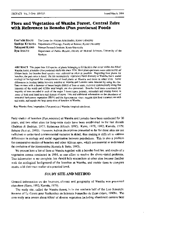 (PDF) Floral Lists from Five Study Sites of Apes in the African ...