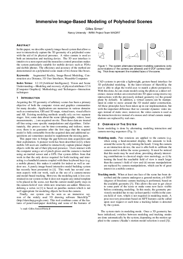 (PDF) Immersive image-based modeling of polyhedral scenes | Gilles Simon - Academia.edu