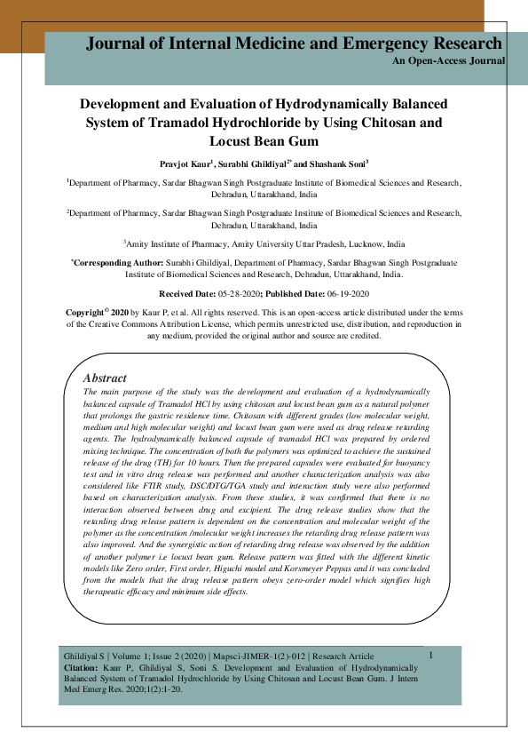 (PDF) Development and Evaluation of Hydrodynamically Balanced System of ...