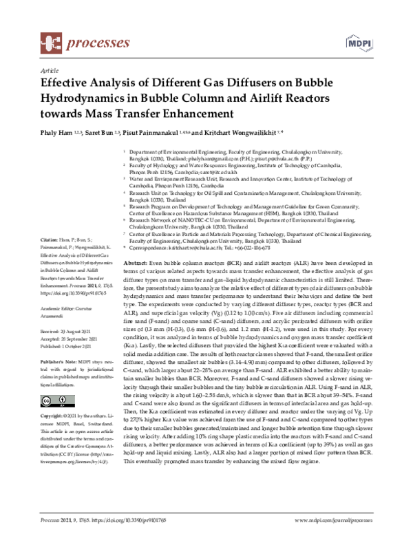 (PDF) Effective Analysis of Different Gas Diffusers on Bubble Hydrodynamics in Bubble Column and ...