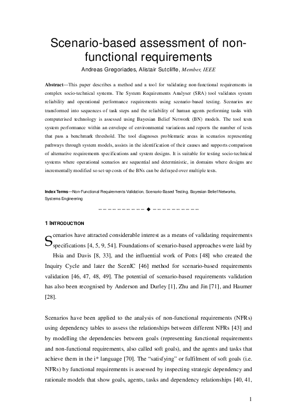 (PDF) Scenario-based assessment of nonfunctional requirements