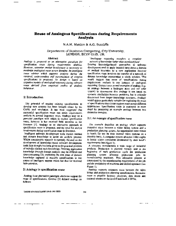 (PDF) Reuse of analogous specifications during requirements analysis