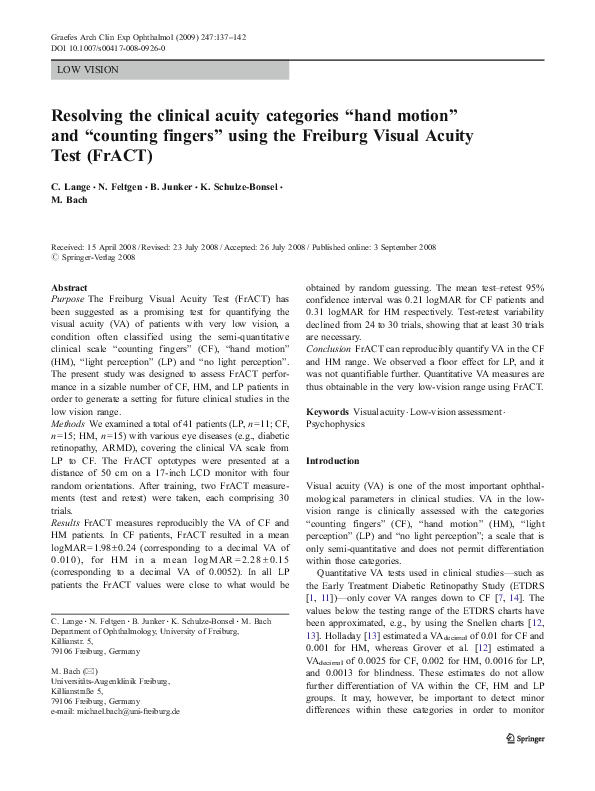 (PDF) Resolving the clinical acuity categories “hand motion” and ...