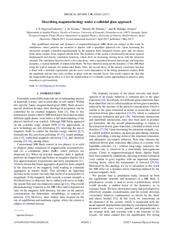(PDF) Describing magnetorheology under a colloidal glass approach