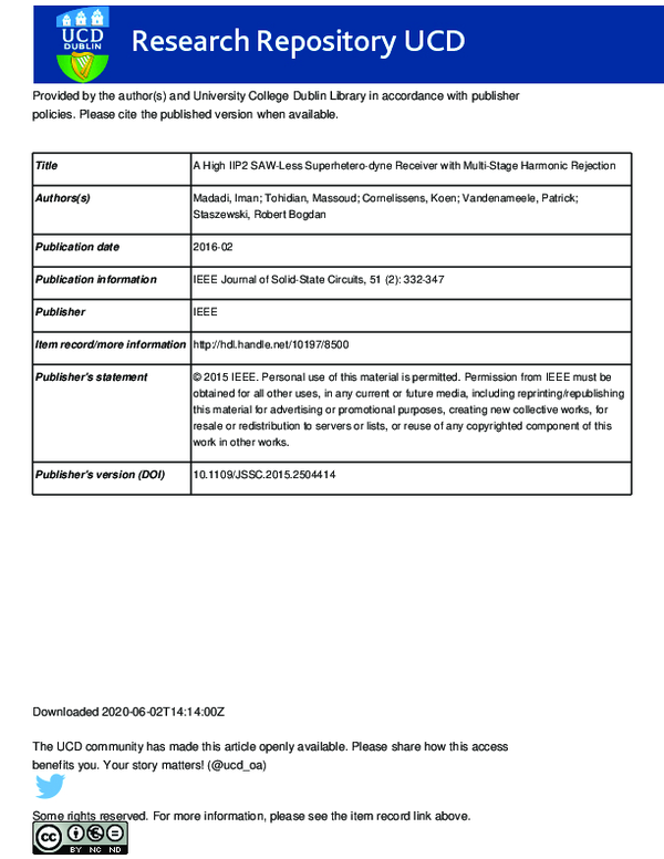 (PDF) A High IIP2 SAW-Less Superheterodyne Receiver With Multistage ...