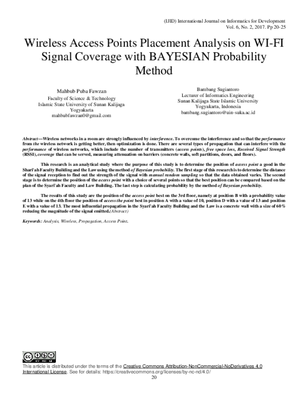 (PDF) Wireless Access Points Placement Analysis on WI-FI Signal Coverage with BAYESIAN ...