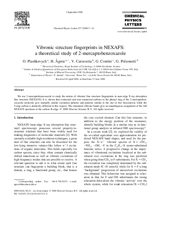 (PDF) Vibronic structure fingerprints in NEXAFS: a theoretical study of ...