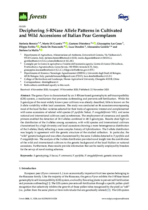 (PDF) Deciphering S-RNase Allele Patterns in Cultivated and Wild ...