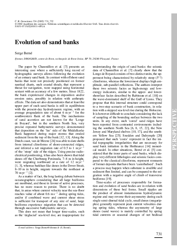 (PDF) Evolution of sand banks