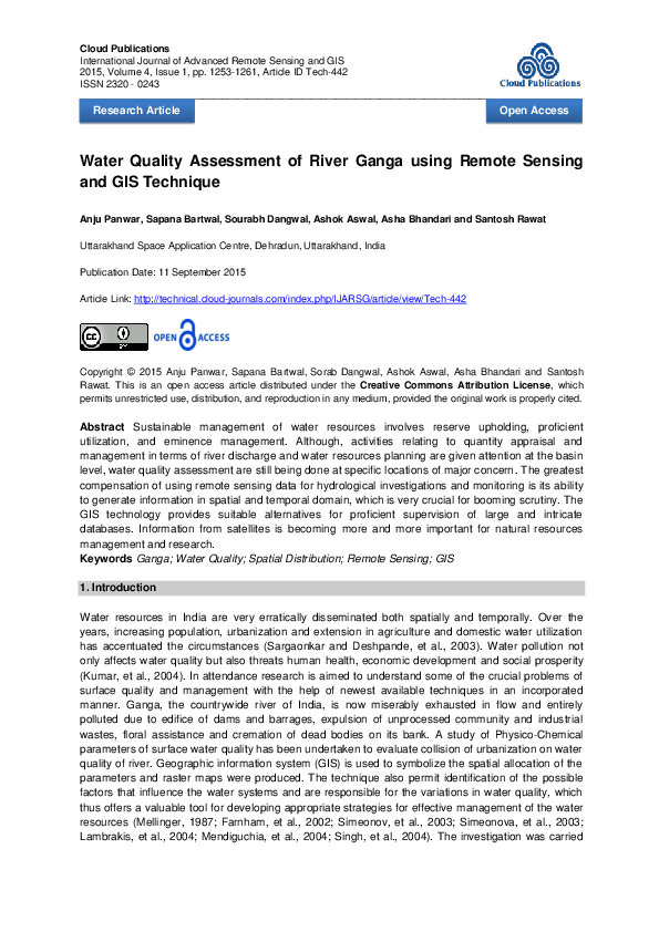 (PDF) Water Quality Assessment of River Ganga using Remote Sensing and ...