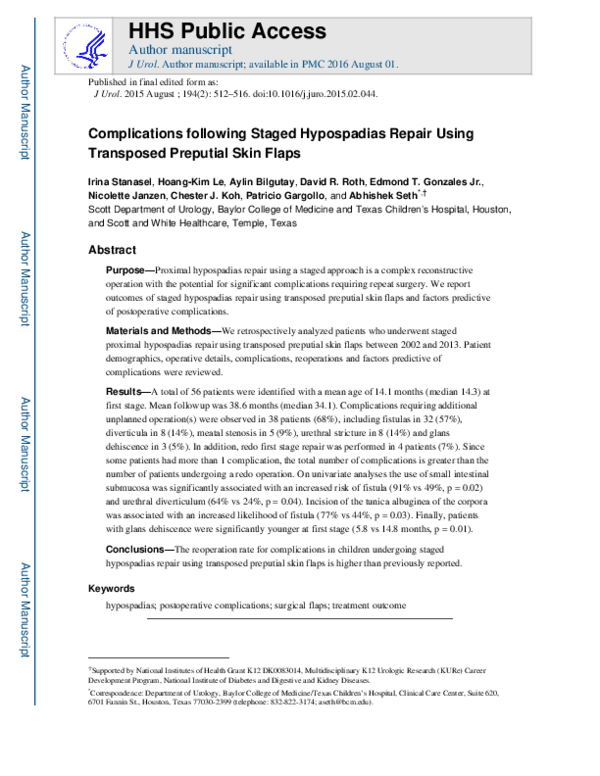 (PDF) Complications following staged hypospadias repair using ...