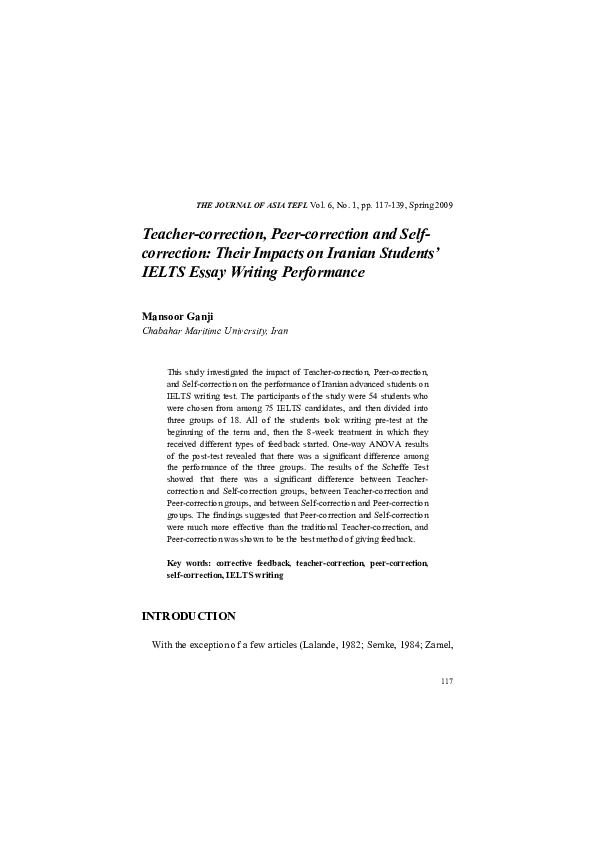 (PDF) Teacher-correction, Peer-correction and Self- correction: Their ...