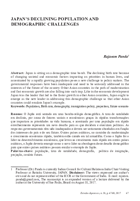 (PDF) Japan’s declining population and demographic challenges