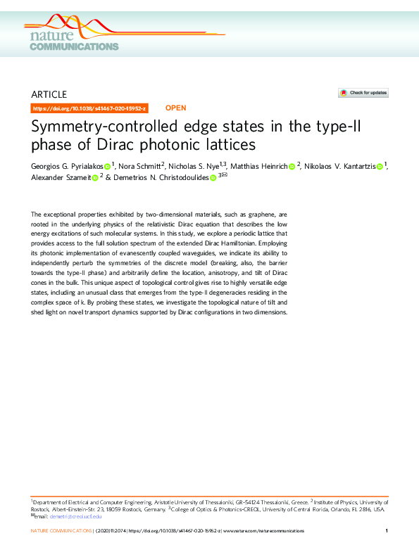 (PDF) Symmetry-controlled edge states in the type-II phase of Dirac ...