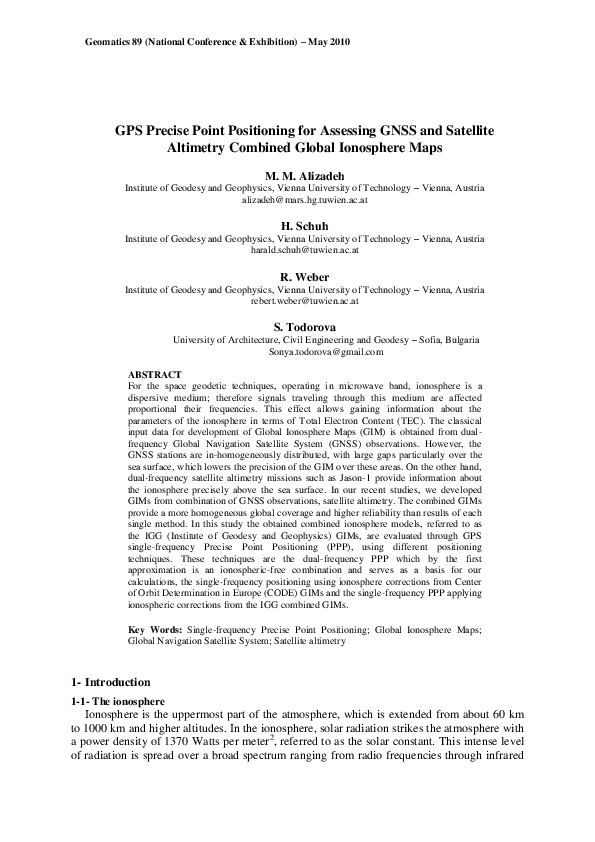 Pdf Gps Precise Point Positioning For Assessing Gnss And Satellite Altimetry Combined Global