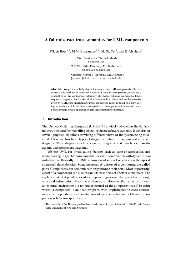 (PDF) A fully abstract trace semantics for UML components