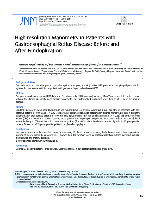 (PDF) High-resolution Manometry in Patients with Gastroesophageal ...