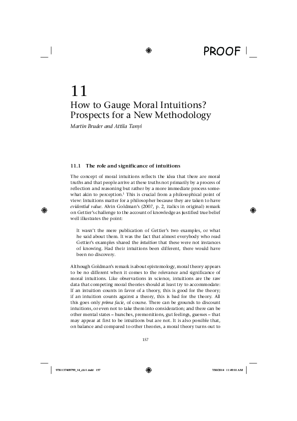 (PDF) How to Gauge Moral Intuitions? Prospects for a New Methodology ...
