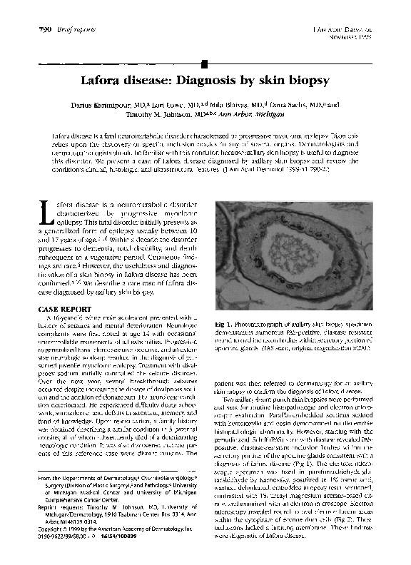 (PDF) Lafora disease: Diagnosis by skin biopsy