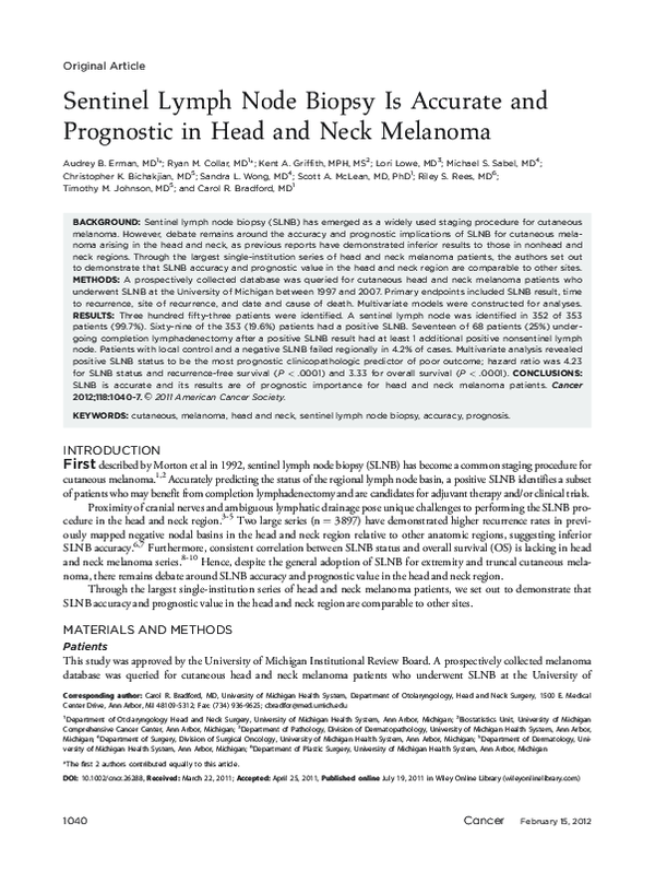 (PDF) Sentinel lymph node biopsy is accurate and prognostic in head and ...