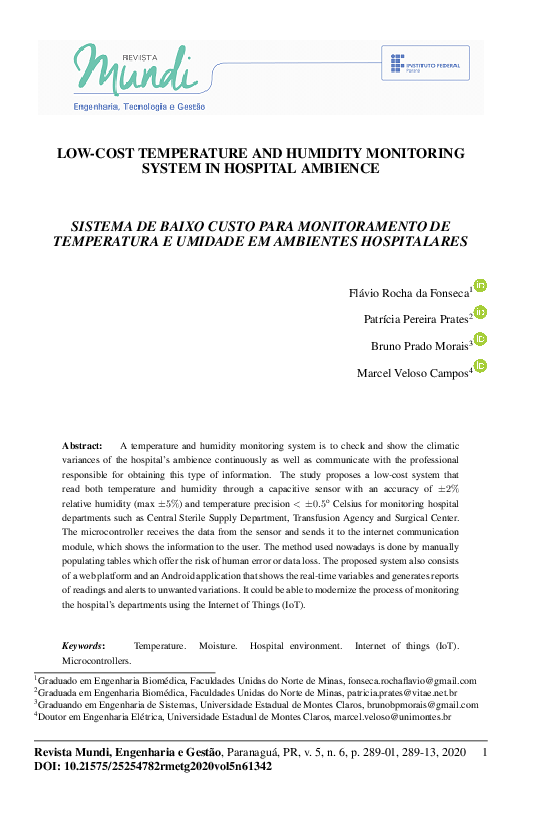 (PDF) Low-Cost Temperature and Humidity Monitoring System in Hospital ...