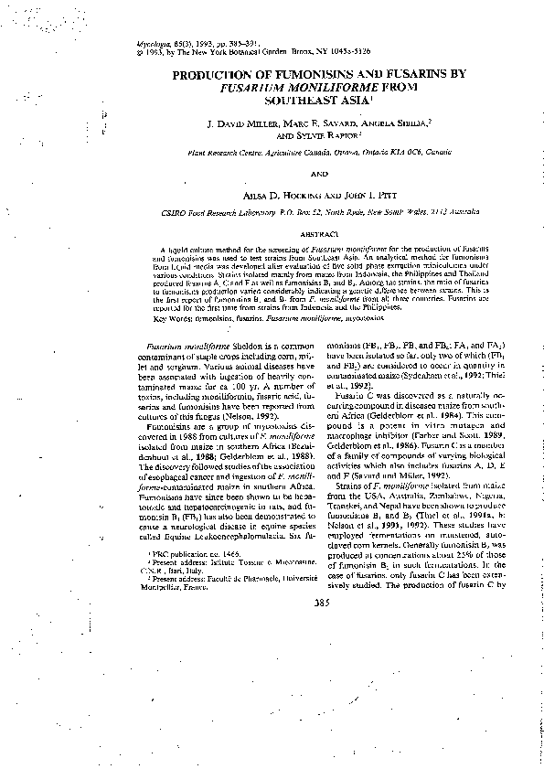 (PDF) Mini-column clean-up of fumonisin samples