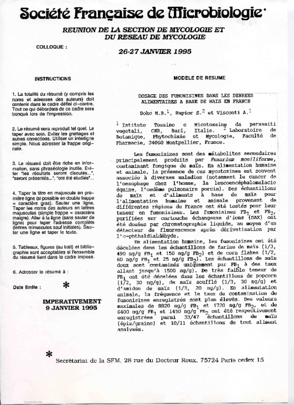 (PDF) Dosage des fumonisines dans les céréales et les denrées ...