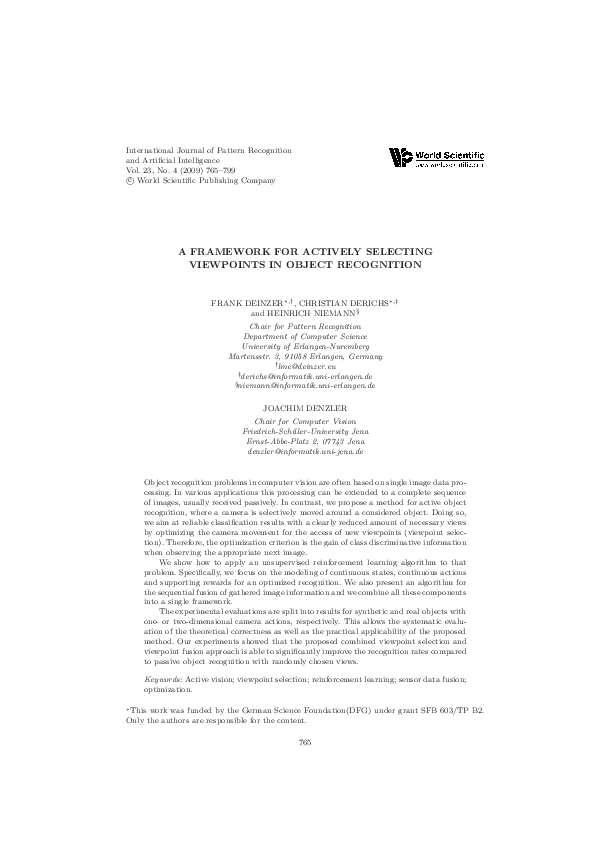 (PDF) A Framework for Actively Selecting Viewpoints in Object Recognition