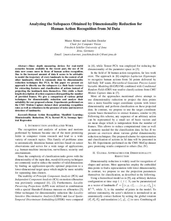 (PDF) Analyzing the Subspaces Obtained by Dimensionality Reduction for Human Action Recognition ...