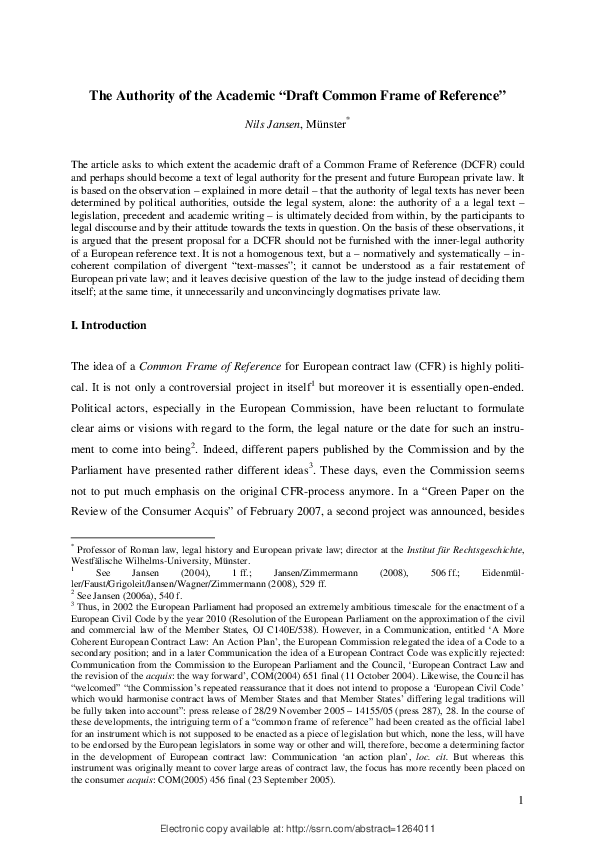 (PDF) The Authority of the DCFR