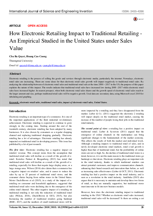(PDF) How Electronic Retailing Impact to Traditional Retailing - An ...