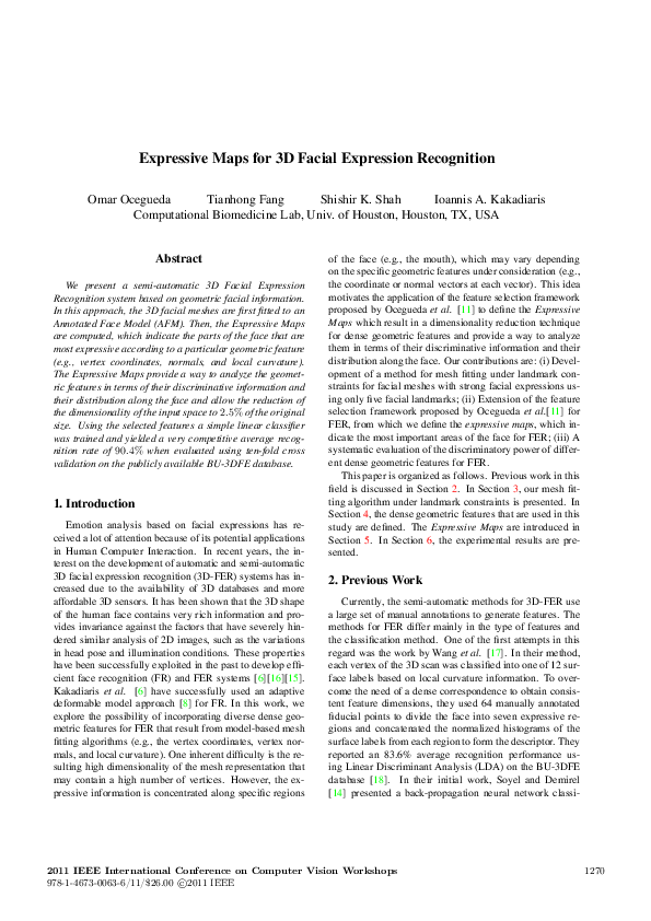 (PDF) Expressive Maps for 3D Facial Expression Recognition