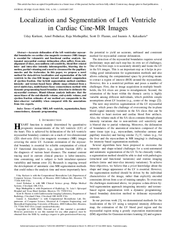 (PDF) Localization and Segmentation of Left Ventricle in Cardiac Cine-MR Images | Ioannis ...
