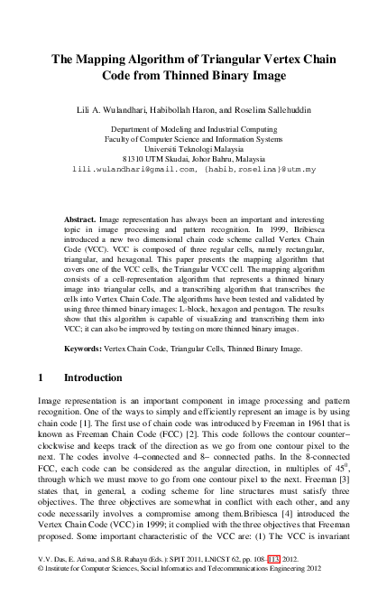Pdf The Mapping Algorithm Of Triangular Vertex Chain Code From Thinned Binary Image