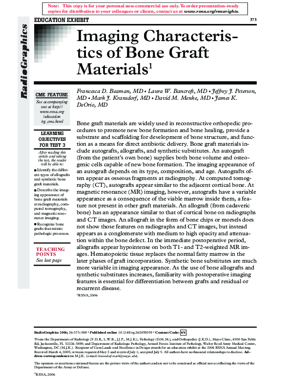 (PDF) Imaging characteristics of bone graft materials