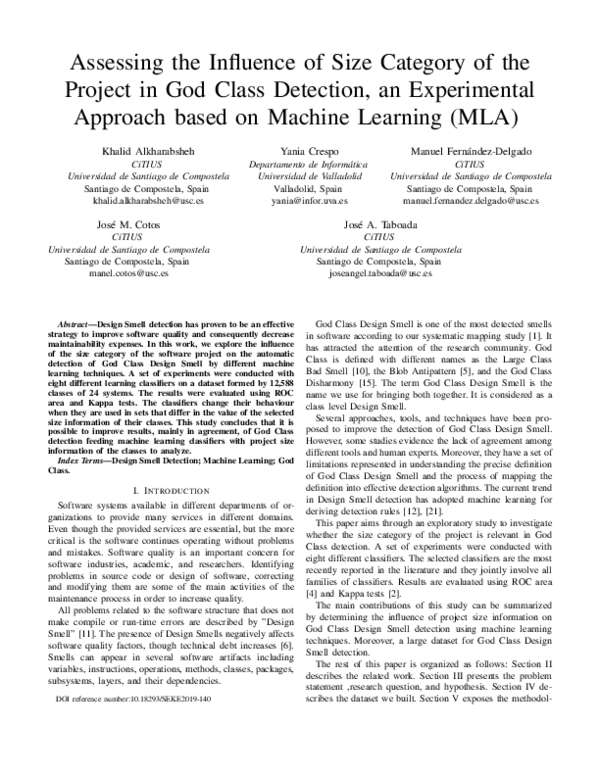 (PDF) Assessing the Influence of Size Category of the Project in God ...
