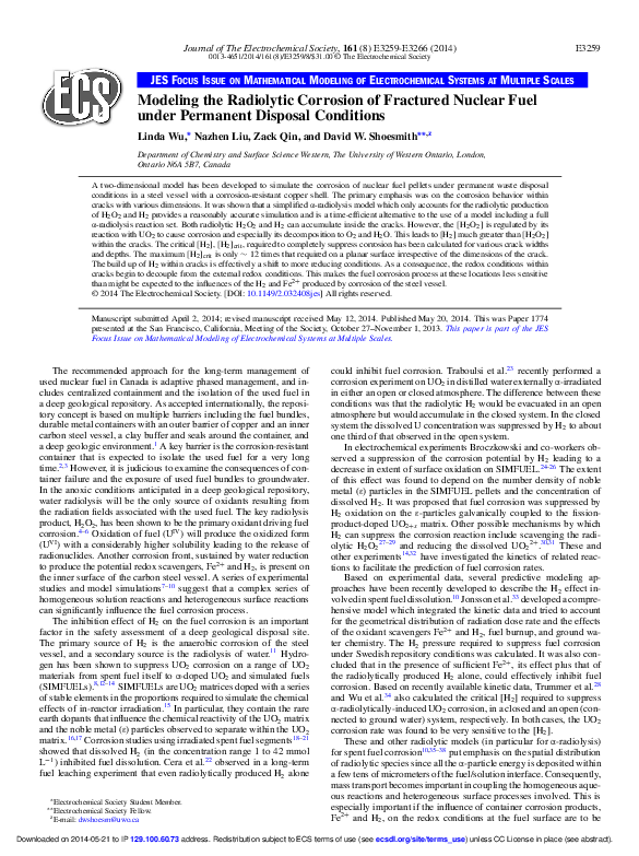 (PDF) Modeling the Radiolytic Corrosion of Fractured Nuclear Fuel under ...
