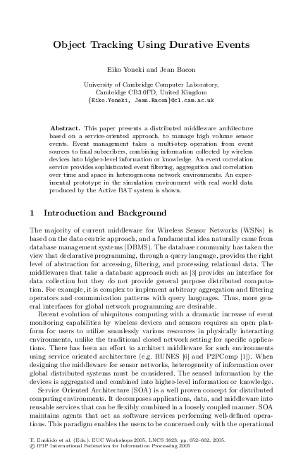 (PDF) Object Tracking Using Durative Events