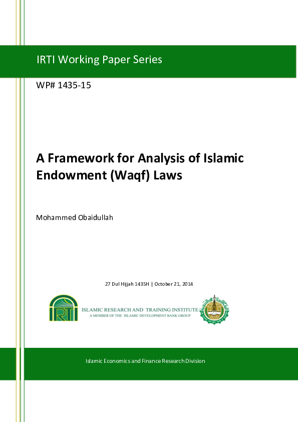 (PDF) A Framework for Analysis of Islamic Endowment (Waqf) Laws