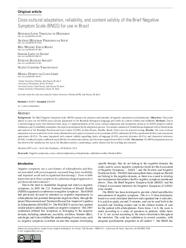 (PDF) Cross-cultural adaptation, reliability, and content validity of ...