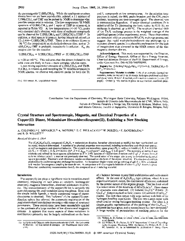 (PDF) Crystal structure and spectroscopic, magnetic, and electrical properties of a copper(II ...