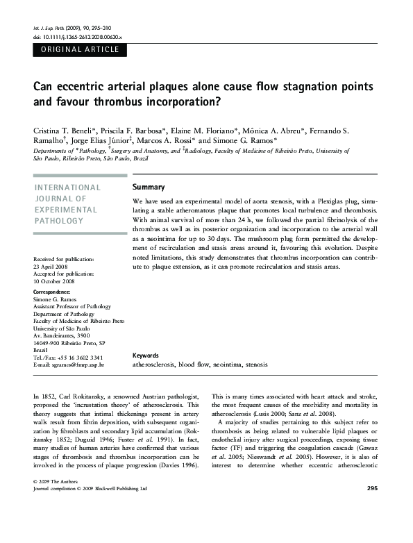 (PDF) Can eccentric arterial plaques alone cause flow stagnation points ...
