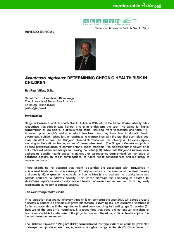 (PDF) Acanthosis nigricans: Determining chronic health risk in children