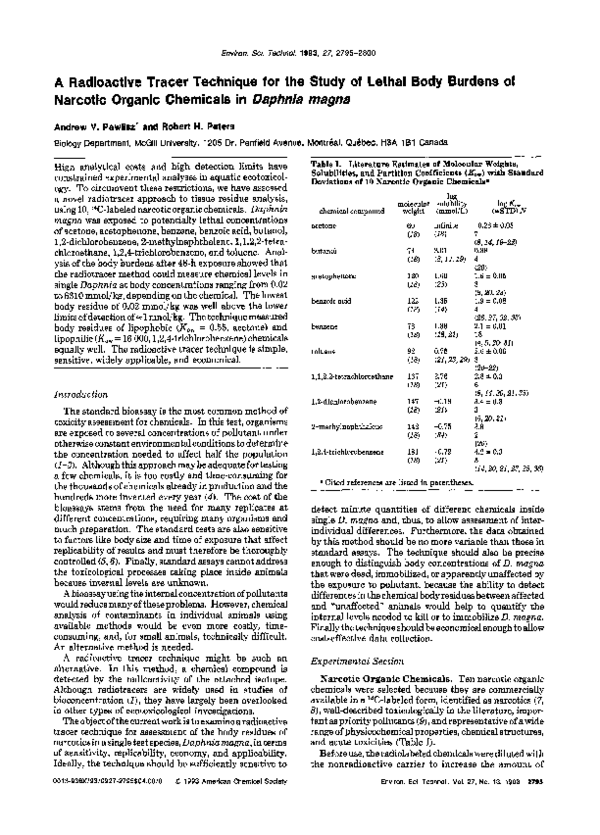 (PDF) A radioactive tracer technique for the study of lethal body ...