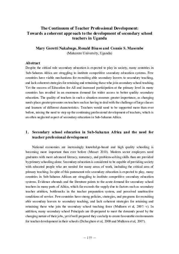 (PDF) The Continuum of Teacher Professional Development : Towards a ...