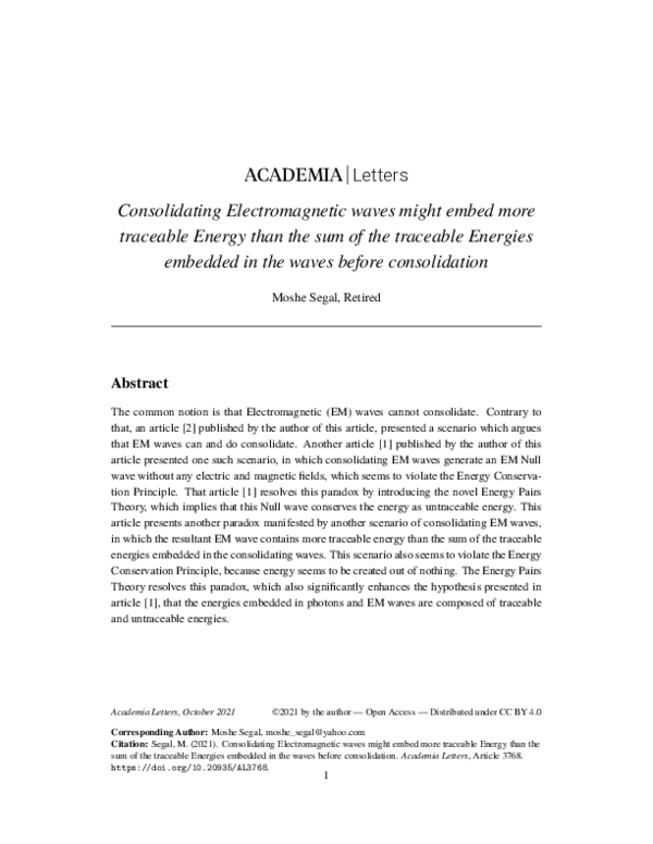 (PDF) Consolidating Electromagnetic waves might embed more traceable ...