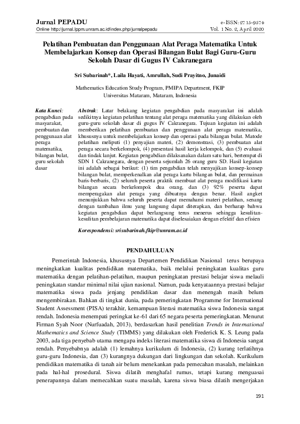 (PDF) Pelatihan Pembuatan dan Penggunaan Alat Peraga Matematika Untuk ... (PDF) Pelatihan Pembuatan dan Penggunaan Alat Peraga Matematika Untuk ...