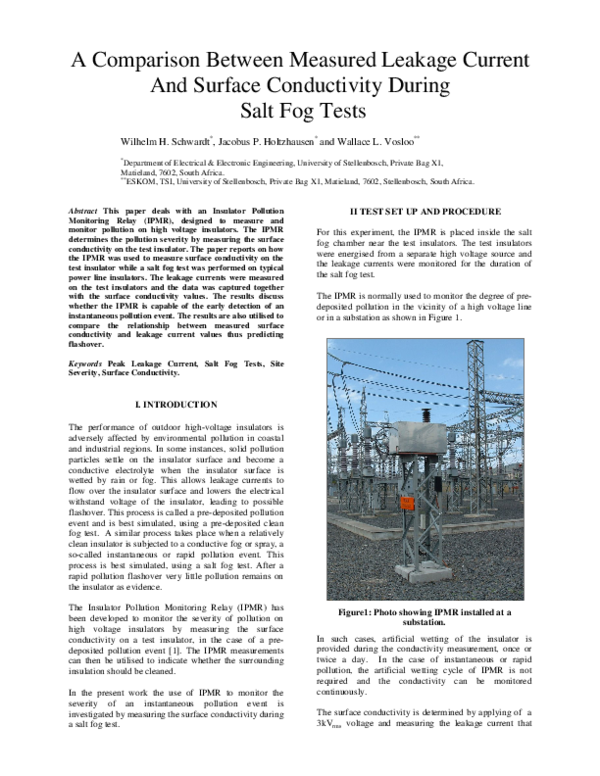 (PDF) A Comparison Between Measured Leakage Current And Surface ...