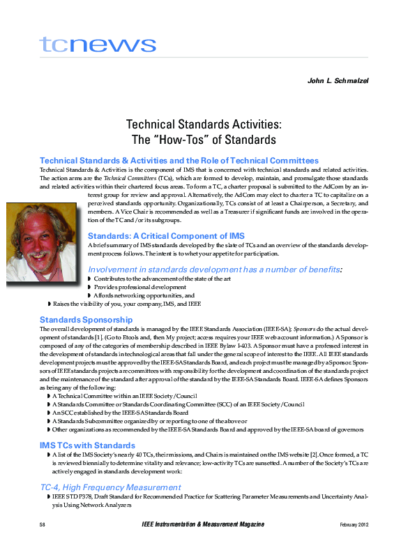 (PDF) Technical Standards Activities: the "How-Tos" of standards [TC News]